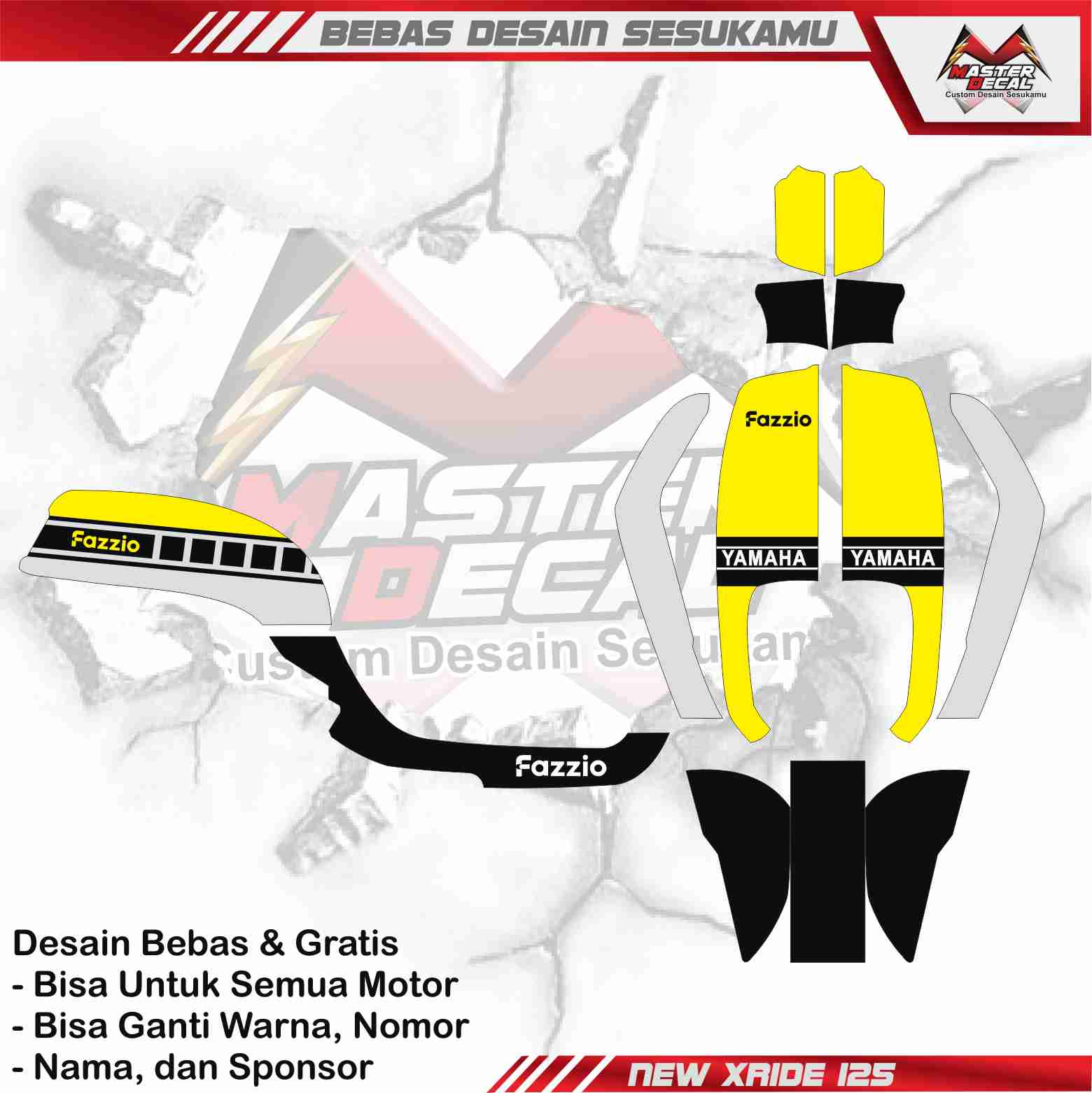 Stiker Decal Motor Yamaha Fazzio Simple Yellow | Lazada Indonesia