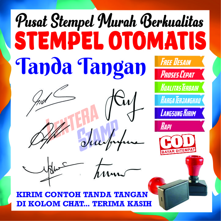 Stempel Otomatis Tanda Tangan / Paraf dan Nama | Lazada Indonesia