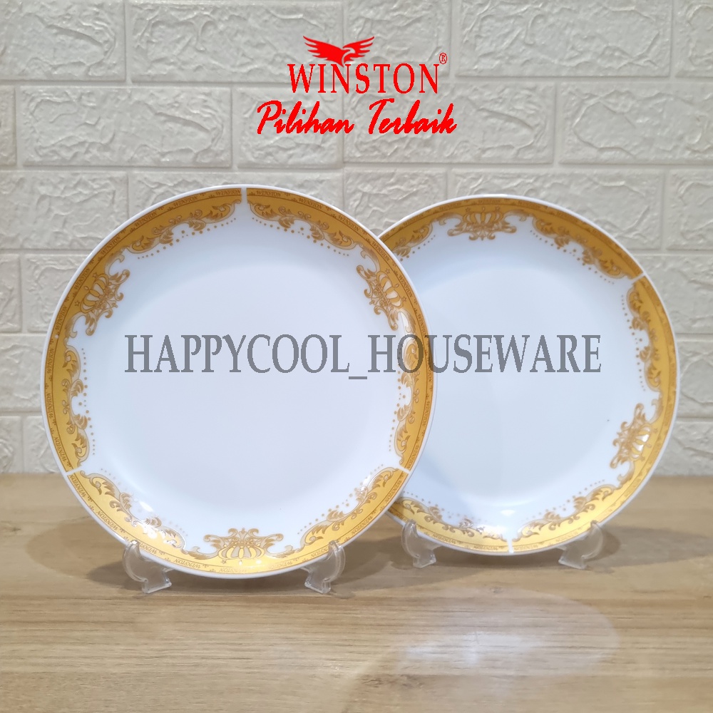 WINSTON Piring Keramik 9IN Mahkota Mas /Piring Ceper /Piring Makan ...