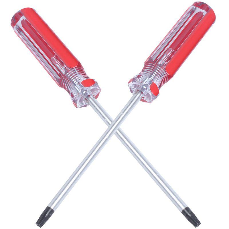 2 Pcs Red Clear Antislip Handle 4mm Magnet Tip T25 Security Torx ...
