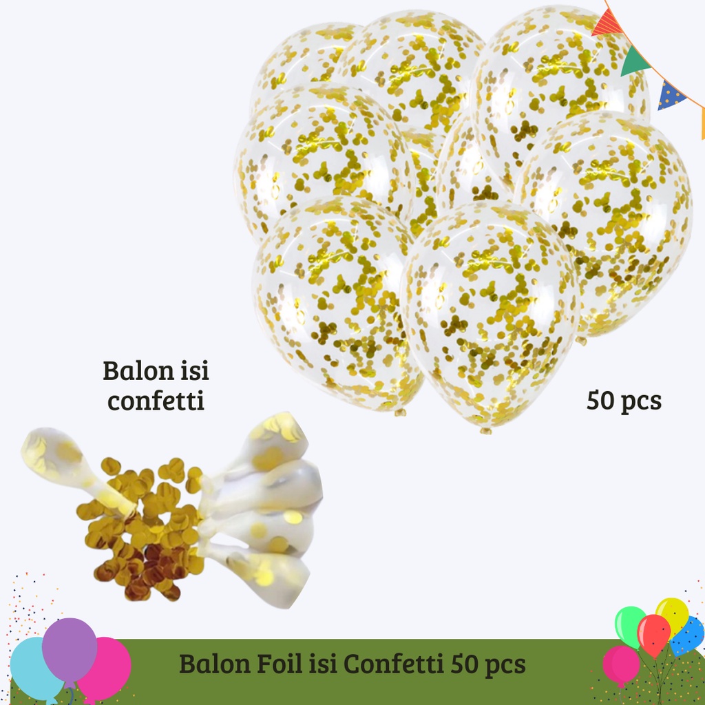 Balon Isi Confetti Helium Quality Isi 50 per pack | Lazada Indonesia