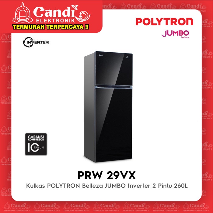 POLYTRON KULKAS 2 PINTU PRW-29VX / PRW 29VX / PRW29VX - 260L Inverter | Lazada Indonesia