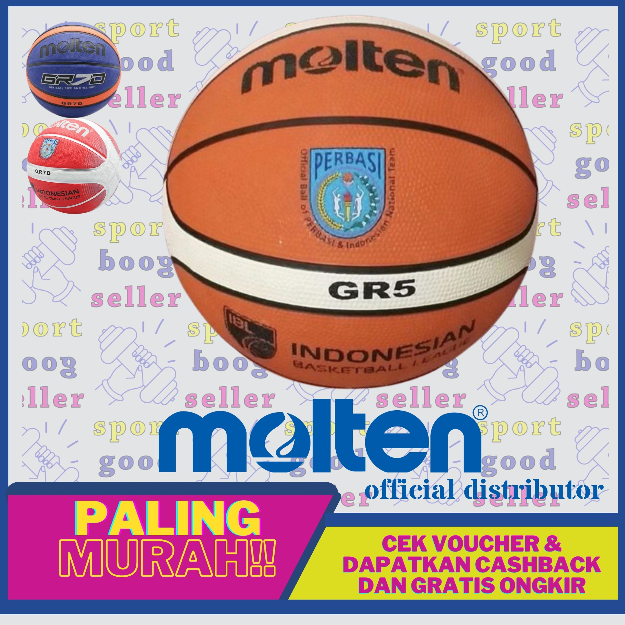 Bola Basket MOLTEN GR5 Size 5 Karet BONUS PENTIL | Lazada Indonesia