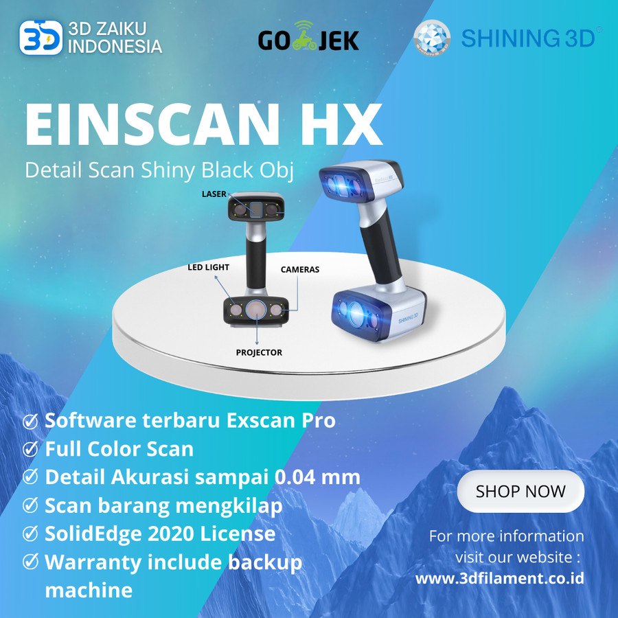 Industrial Grade 3D Scanner Einscan HX for Detail Scan Shiny Black Obj ...
