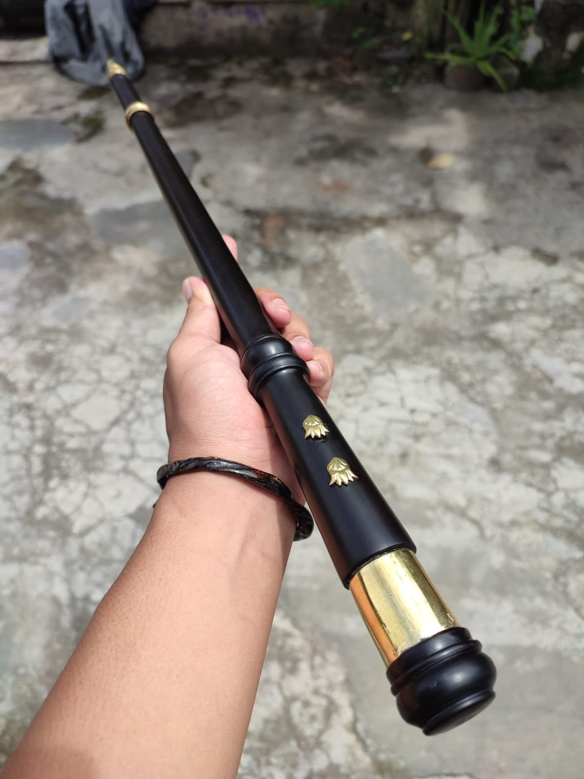 Tongkat Komando Kayu Kelor Hitam Variasi Alpaka Pangkat Melati 2 ...