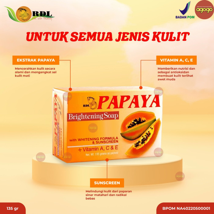 [ASLI & RESMI] Sabun RDL Papaya 135gram - Sabun Pepaya Whitening Soap ...