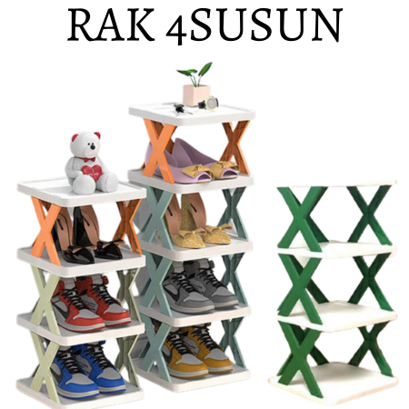 IMB.G412 Rak Sepatu 4 Susun Plastic - Rak Susun Plastik Layer Minimalis ...
