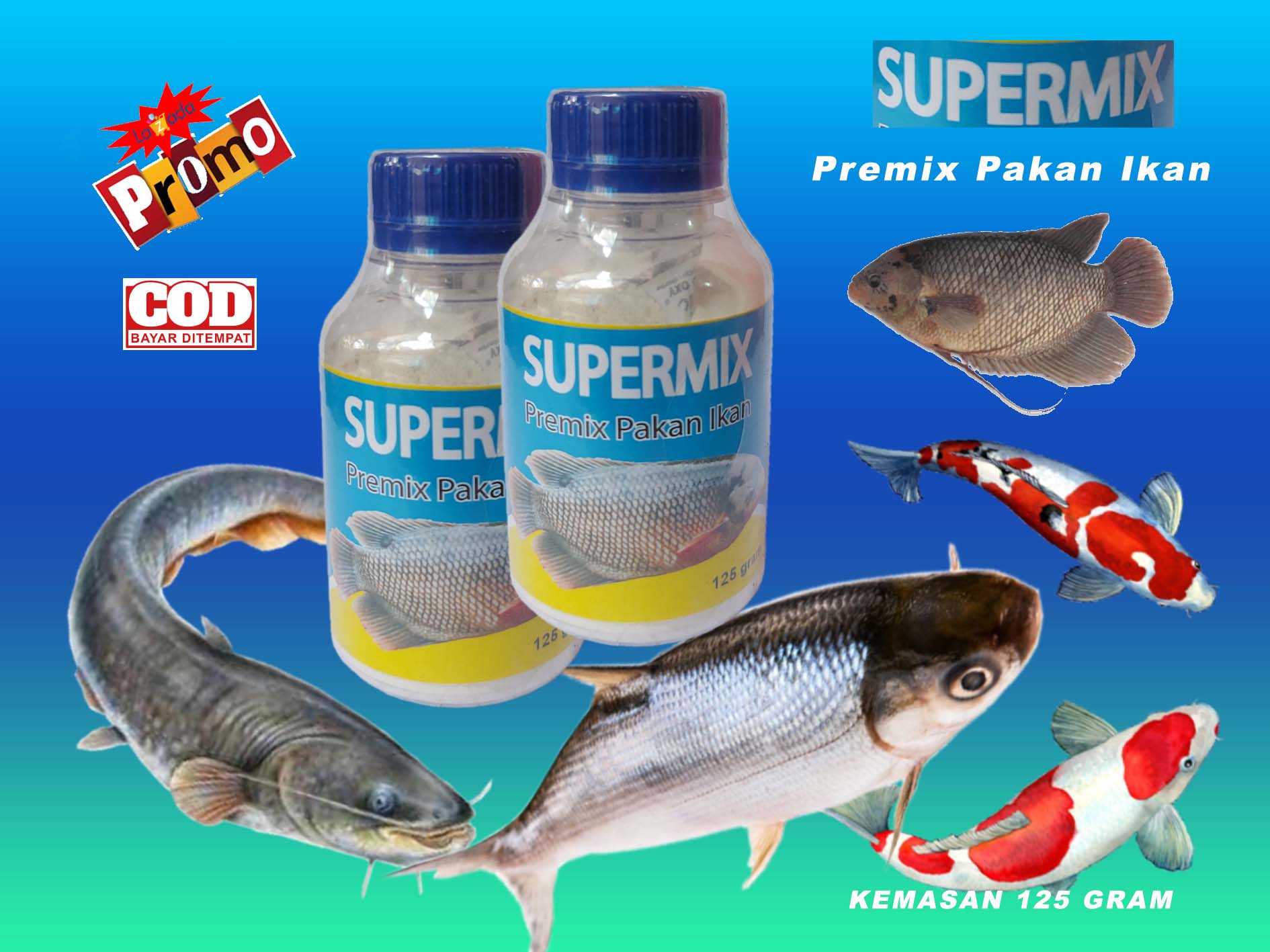 Supermix 125gr - Obat penggemuk ikan-Multi Vitamin Asam Amino Mineral ...
