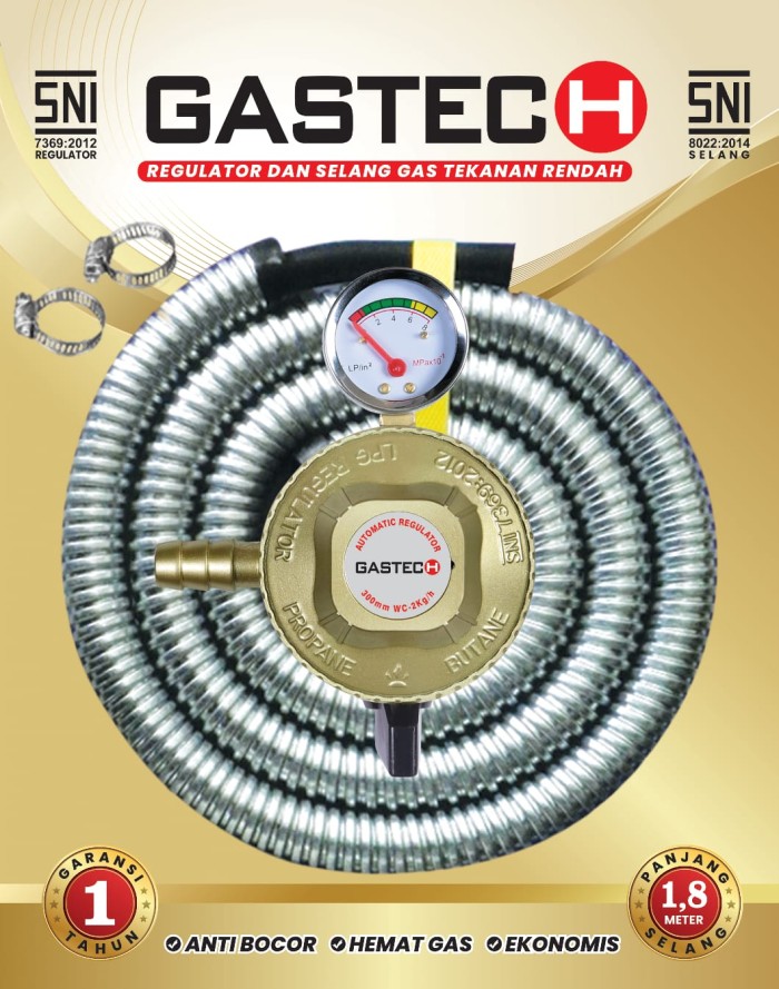 GASTECH Paket Selang dan Regulator Meter 1.8 Meter / Selang Paket Regulator | Lazada Indonesia