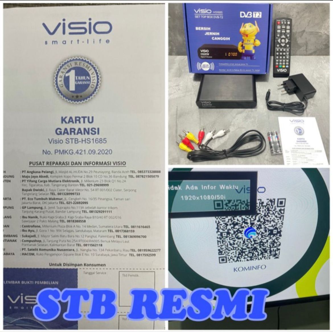 STB Set Top Box VISIO HS 1685 SNI Resmi Kominfo Advance Nextron VTV TV ...