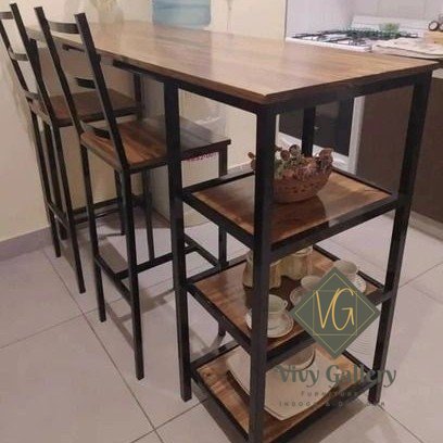 meja bar kitchen kayu rangka besi cafe | Lazada Indonesia