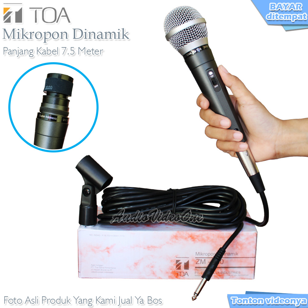 Mic TOA ZM420 Microphone Dynamic ZM-420 Mik Vokal Mikrofon Karaoke Mikropon Dinamik Kabel 7.5 ...