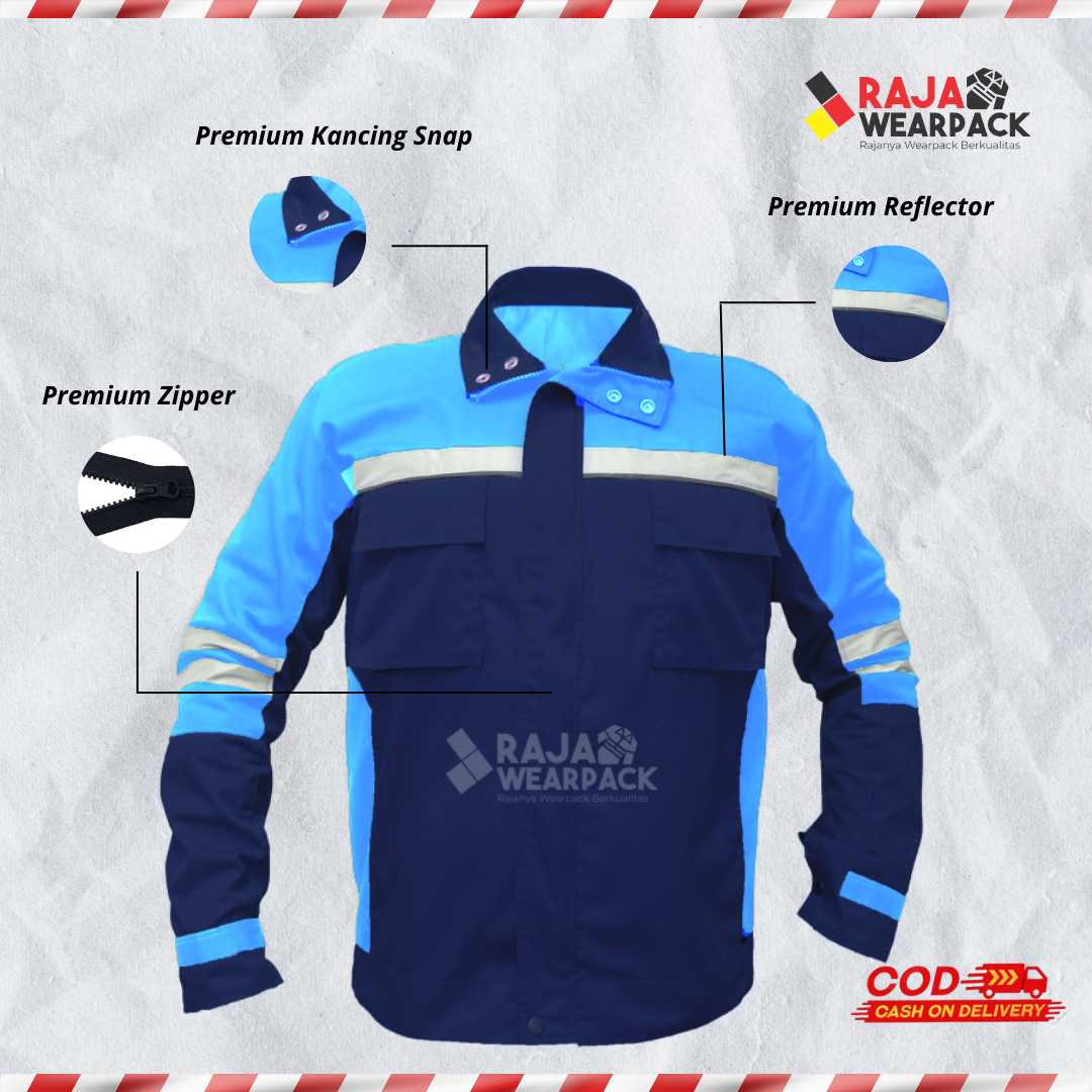 Wearpack Safety Proyek Pria Keren Warna Biru Dongker Biru Muda Semi ...