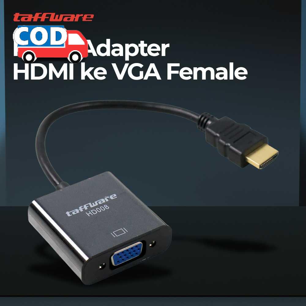 Kabel HDMI ke VGA Female Adapter 1080P Full HD Resolusi 4K Cocok untuk ...
