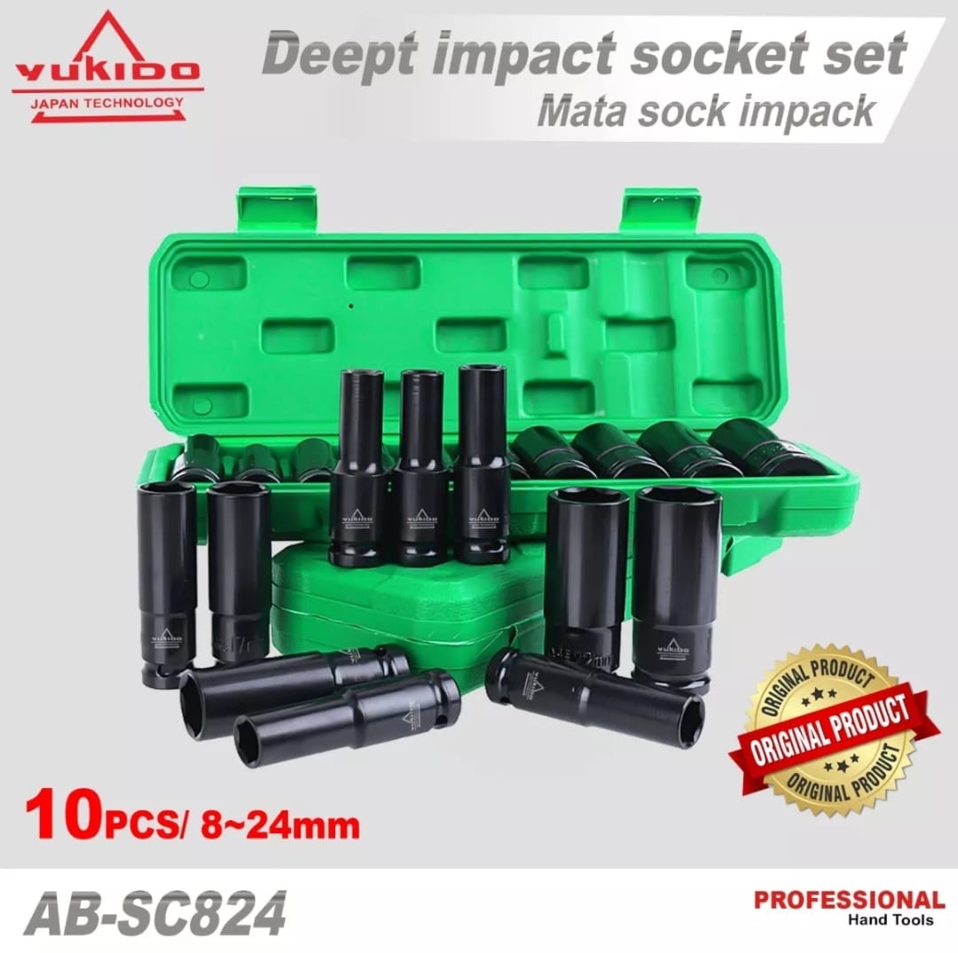Drive Deep Impact Socket Set 20Pcs 1/2 Inch 8-32MM Extension Impact Socket Panjang Hingga Nut ...