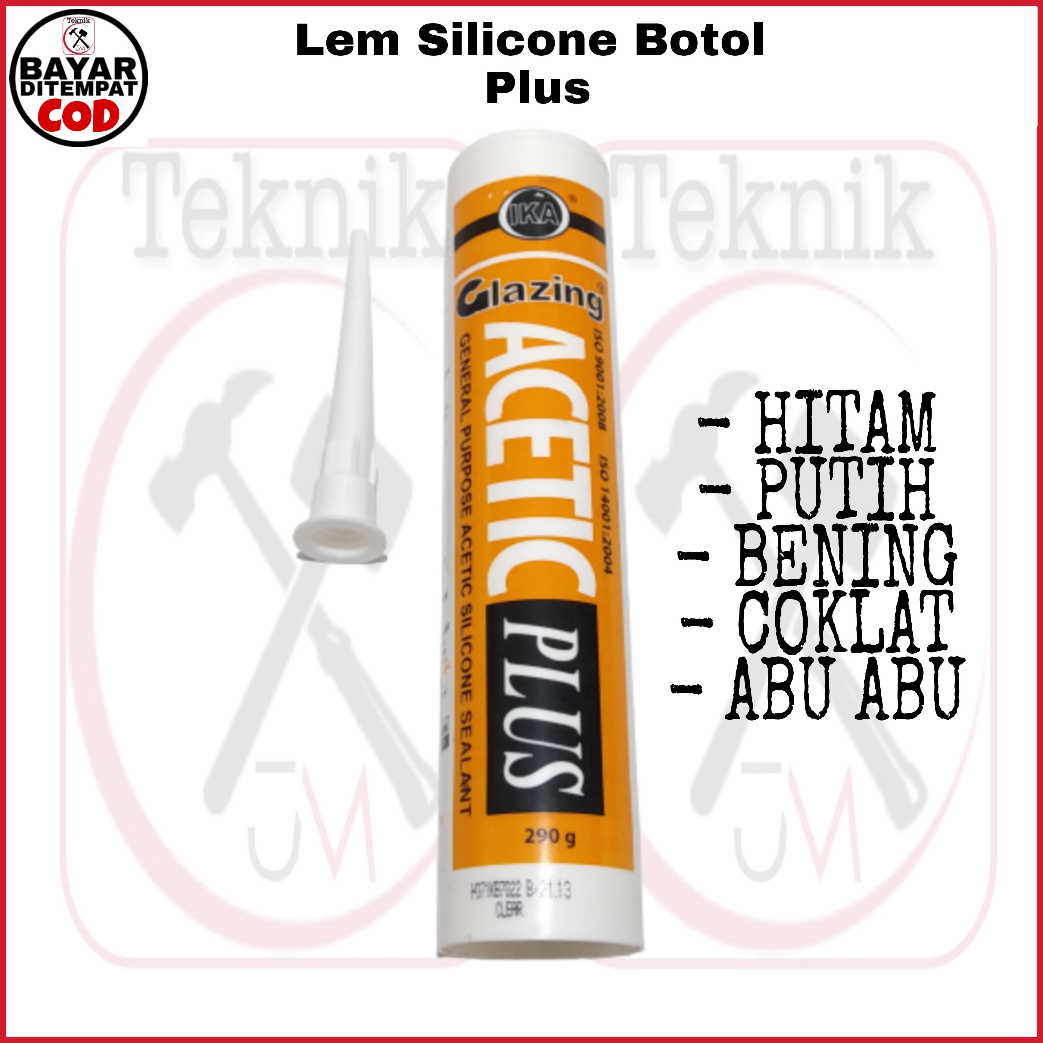REFILL LEM KACA PREMIUM ACETIC PLUS SILICONE 290gr - SEALANT KACA KAYU ...