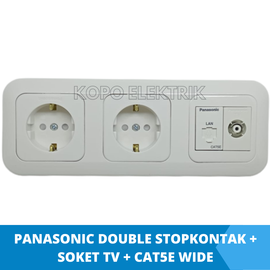 Panasonic Double Stopkontak CP + Outlet Data + Soket TV 3 Gang Tanam ...