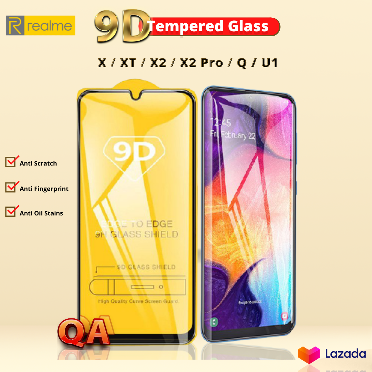 Tempered Glass Full Screen 9D For Realme X / X2 / X2 Pro / Q Anti Gores Kaca Full Layar Varian ...