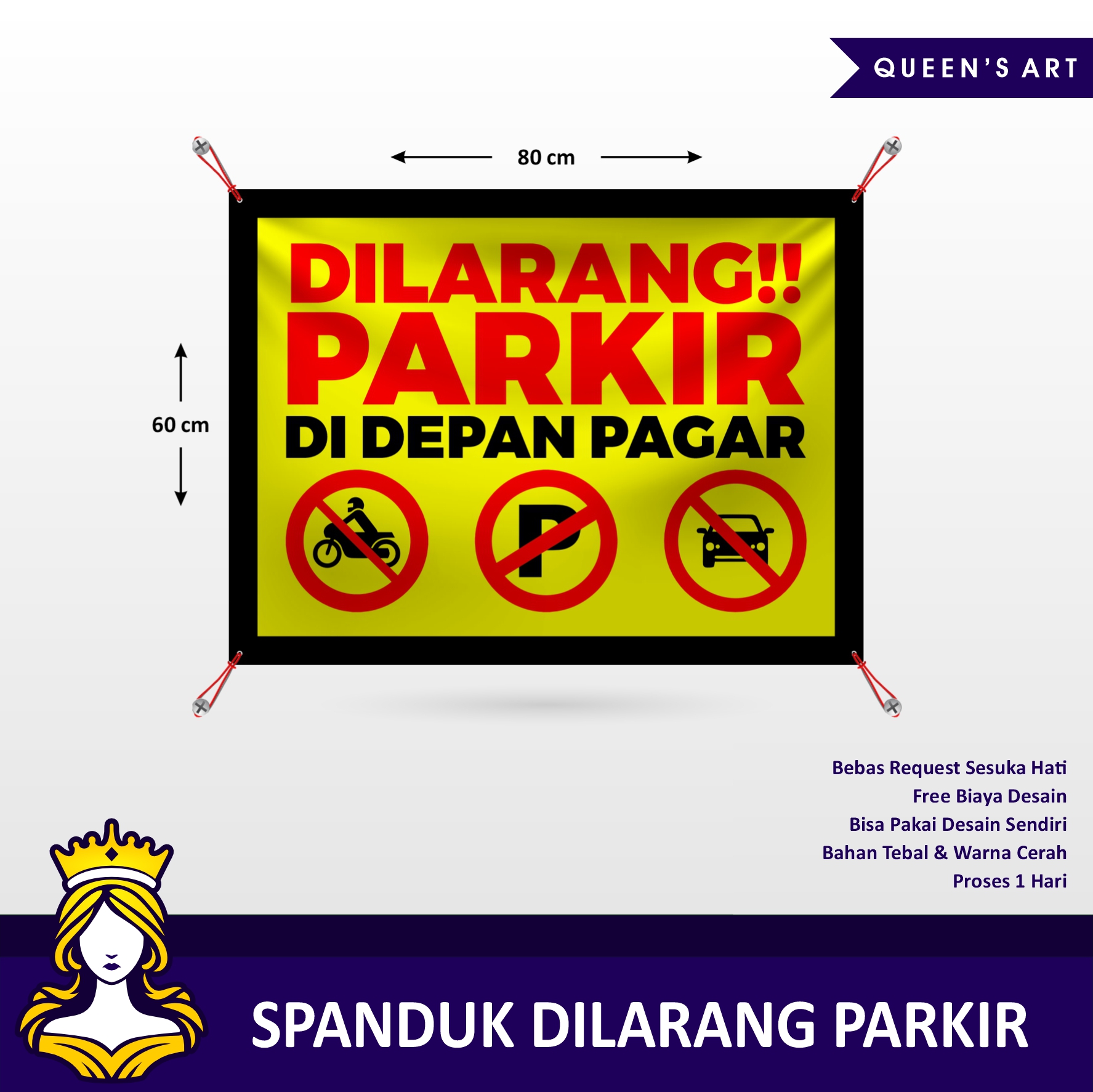 banner spanduk dilarang parkir disini / spanduk dilarang parkir depan ...