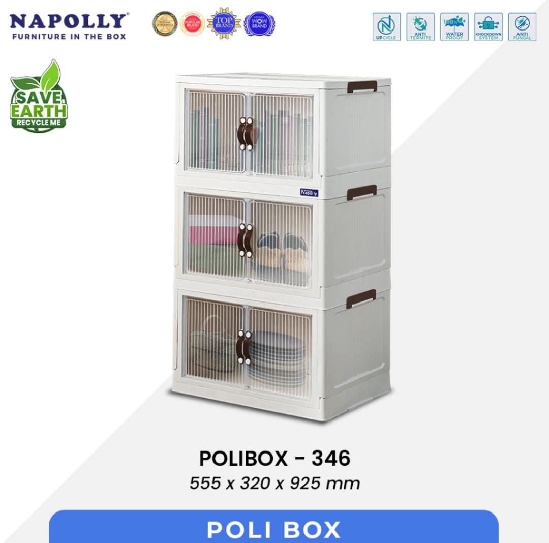 CONTAINER BOX LIPAT PLASTIK NAPOLLY POLIBOX / LEMARI PLASTIK SERBAGUNA ...