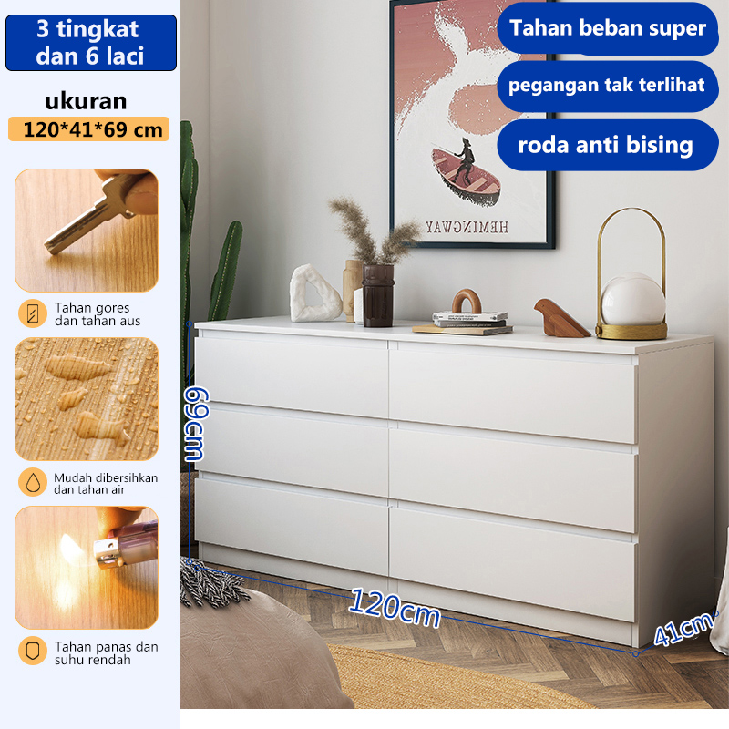 Lemari kayu laci rak serbaguna/ Loker pakaian storage minimalis/Kabinet ...