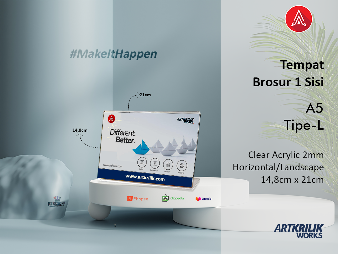 STAND AKRILIK LANDSCAPE A5 QR CODE SCAN TEMPAT BROSUR TENT CARD A5L ...