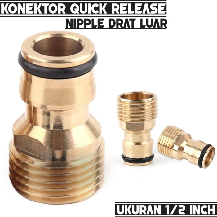 Connector Quick Release Male - Nipple Drat Luar 1/2 inch Kuningan ...