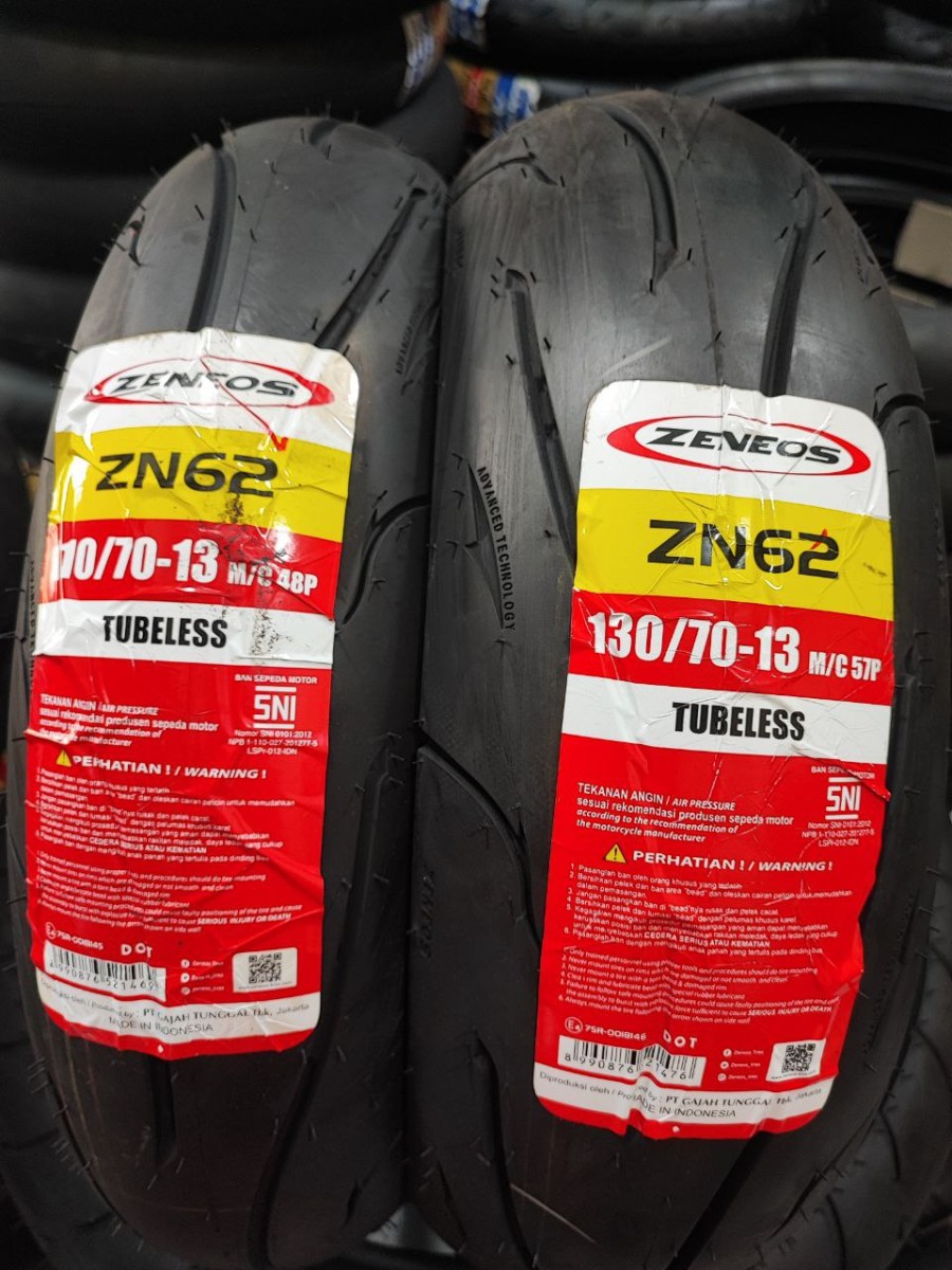 Paketan Ban ZENEOS 110/70-13 & 130/70-13 ZN 62 TUBELESS BAN DEPAN ...