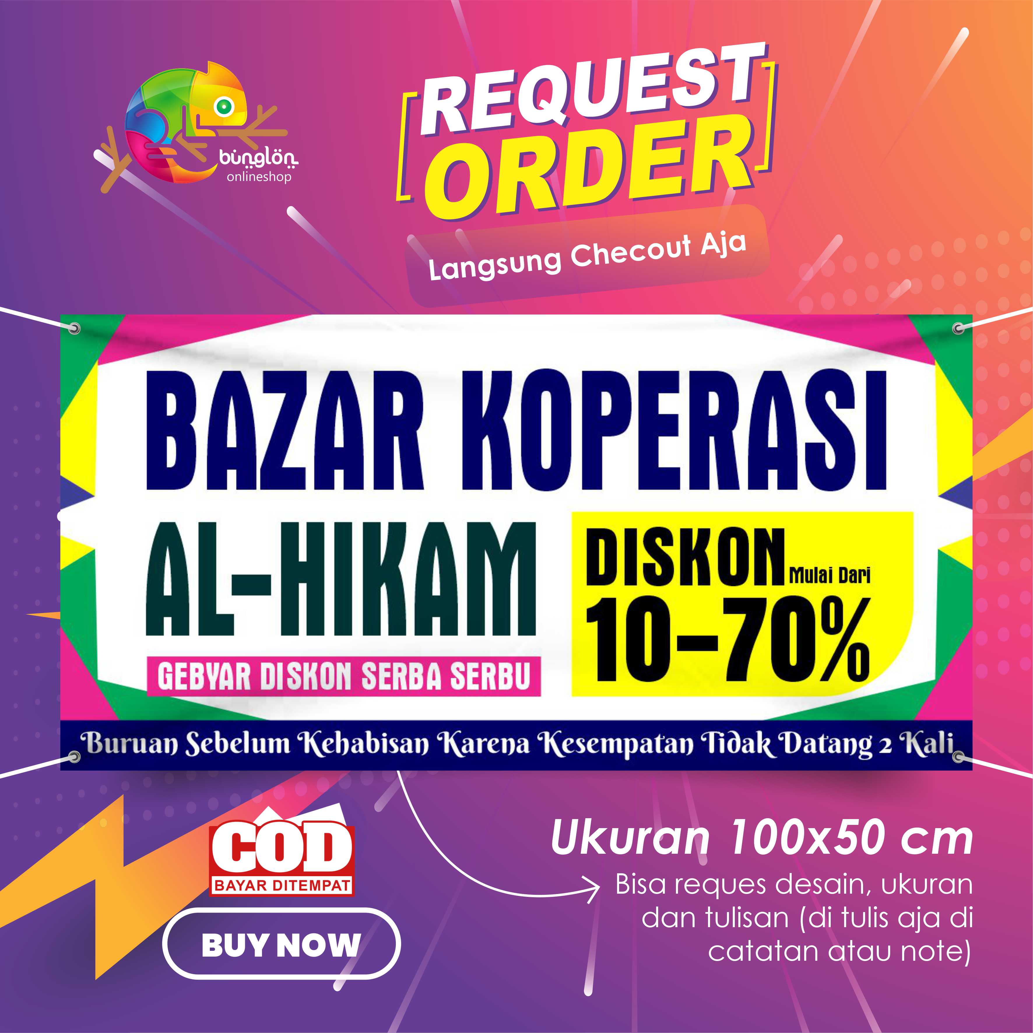 Spanduk Banner 100x50 Bazar Koperasi Custom Desain | Lazada Indonesia