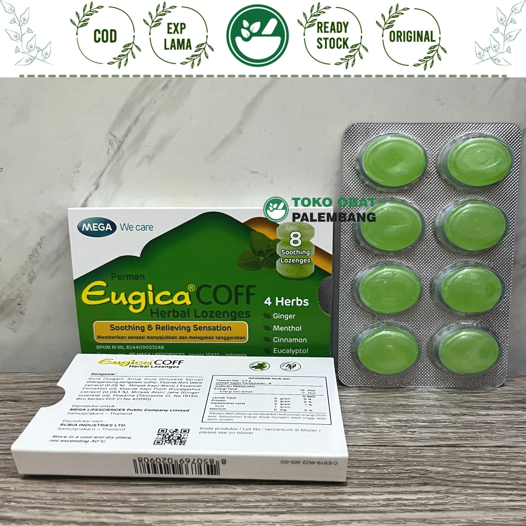 EUGICA COFF HERBAL LOZENGES 8 SOOTHING LOZENGES PERMEN BATUK TENGOROKAN ...