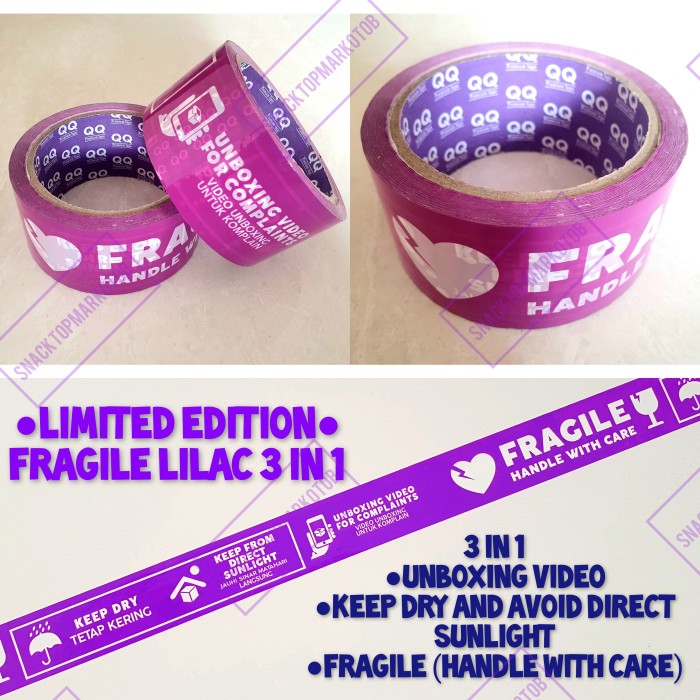 QQ Lakban Fragile 2 Inch 60 Meter Warna Ungu 3IN EXCLUSIVE DESIGN ...