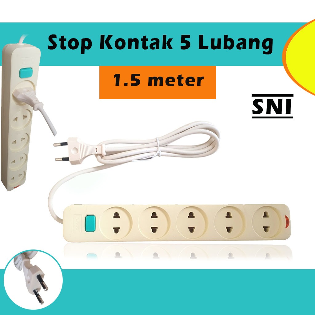 TITIK TIGA Colokan listrik 5 lubang 1.5 meter SNI STOPKONTAK – 1.5M ...