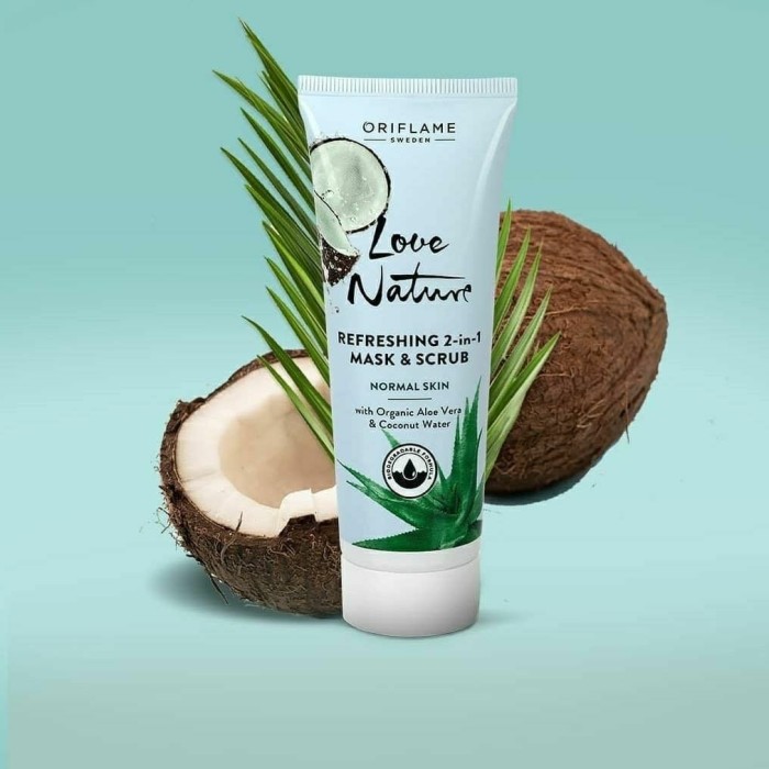 Oriflame Love Nature Refreshing 2 In 1 Mask And Scrub Dengan Aloe Vera