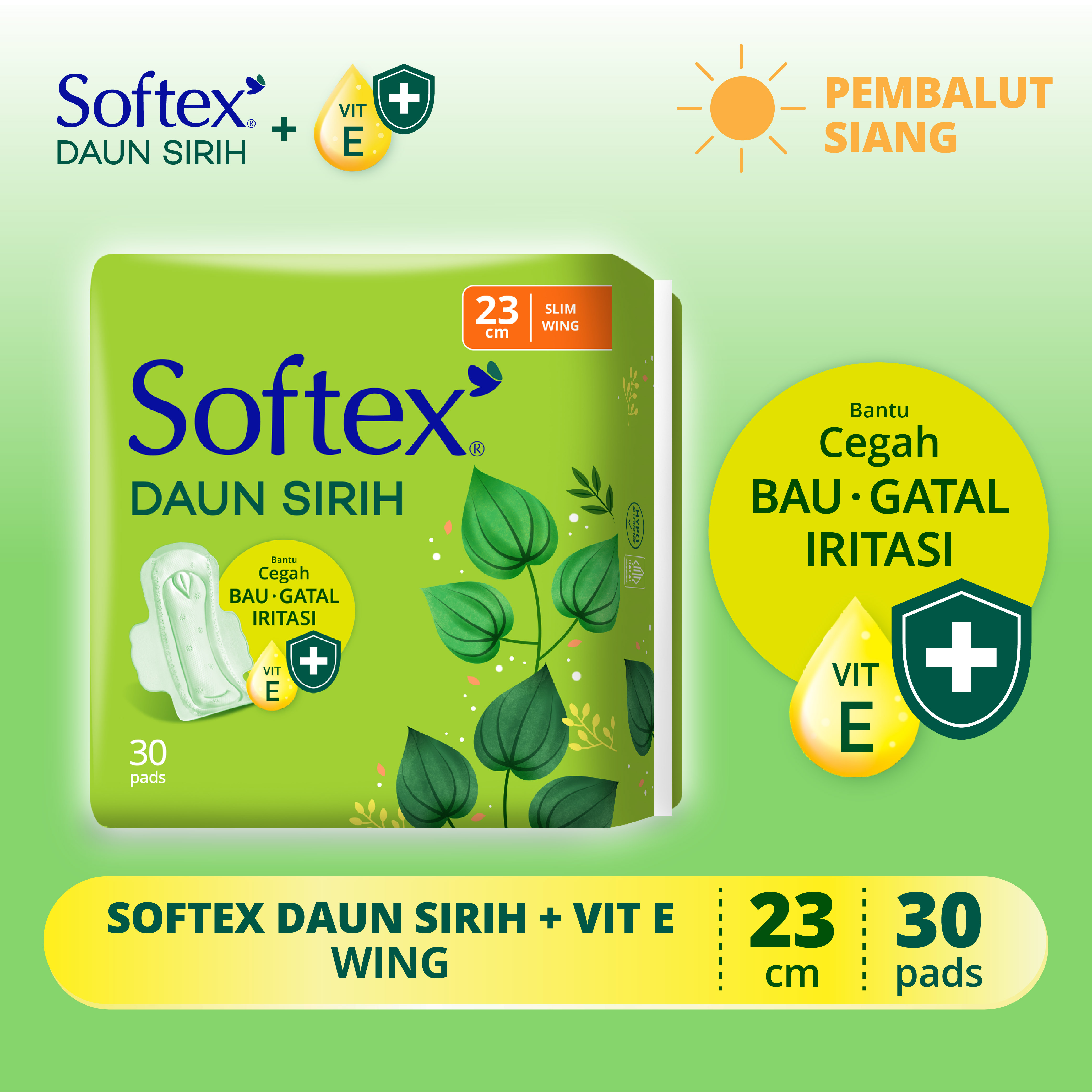 Softex Daun Sirih + Vitamin E Jumbo Pack 23cm 30s - Pembalut Daun Sirih Siang | Lazada Indonesia