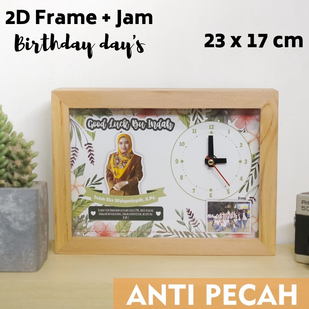 Kado Ultah Jam Custom 2D Scrapframe Bingkai Kayu ANTI PECAH | Lazada ...