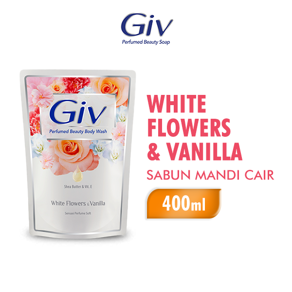 Giv Beauty Sabun Mandi Cair White Flowers & Vanilla Pouch 400ML ...