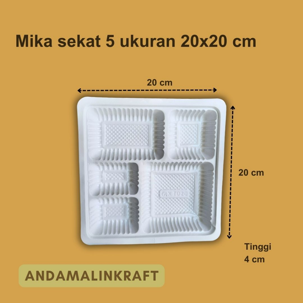Mika sekat 5 dos ukuran 20x20 warna putih susu isi 50 pcs | Lazada ...
