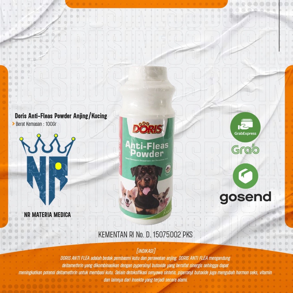 Bedak kutu Hewan medicated doris for dog n cat 100ml Bedak Kutu Anjing ...