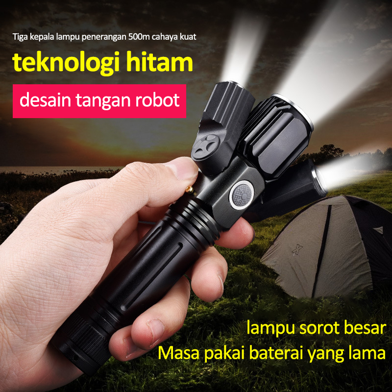 LED Senter Zoom Ultra-terang Silau Daya Tinggi Telescopic Zoom Senter ...