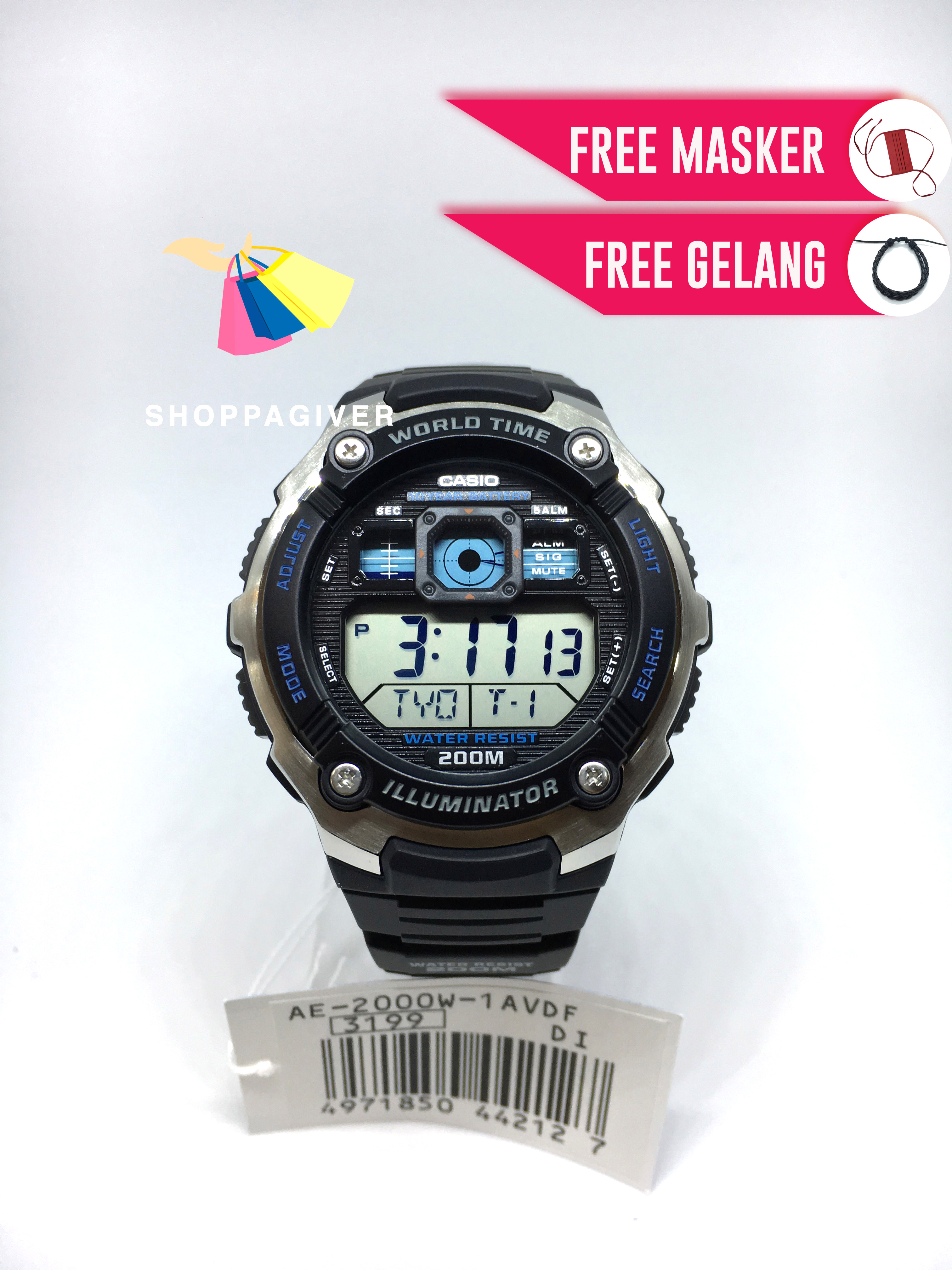 CASIO ORIGINAL - AE-2000W / AE-2000W-1A / AE-2000W-1AVDF JAM TANGAN PRIA CASIO ORIGINAL DIGITAL ...