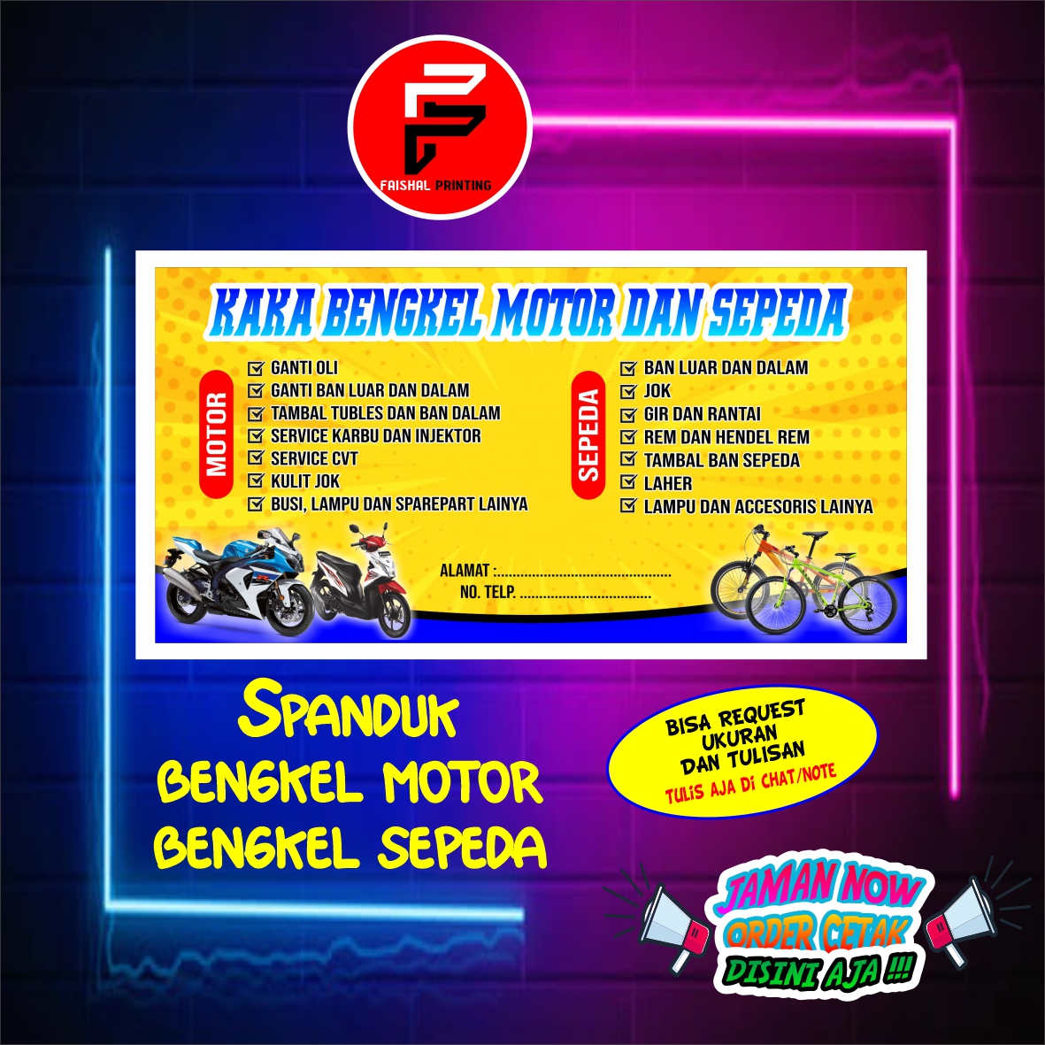 Spanduk Bengkel Sepeda / Banner Bengkel Motor / Spanduk Bengkel Motor ...