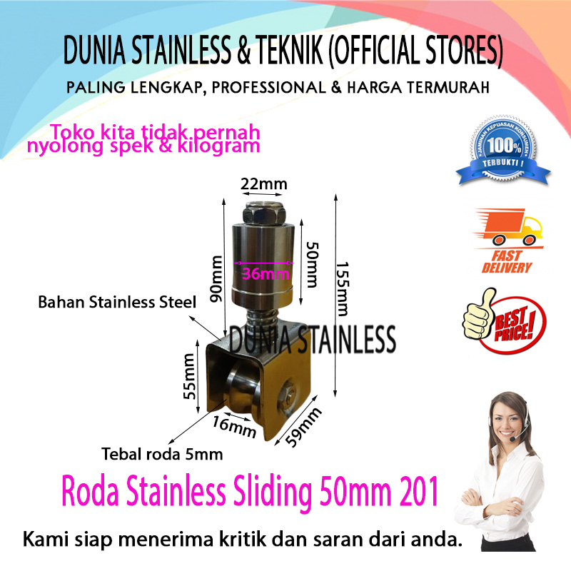 Roda Stainless Sliding 50mm 201 | Lazada Indonesia