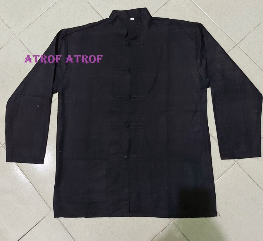 Surjan Lurik Sanghai Koko Hitam Polos / Baju Adat Jawa Model Sanghai ...