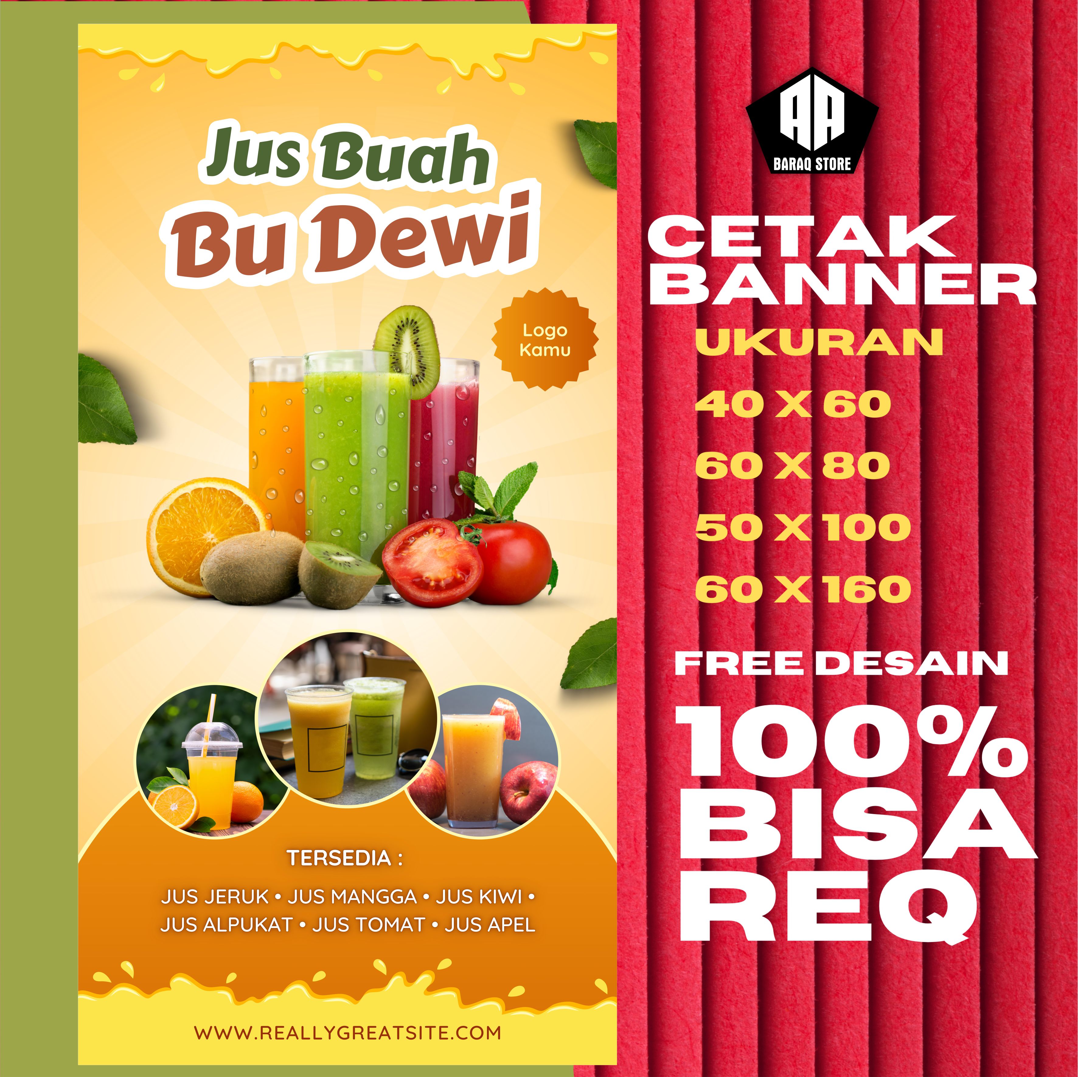Spanduk Banner Jus Buah Segar Costom Desain | Lazada Indonesia
