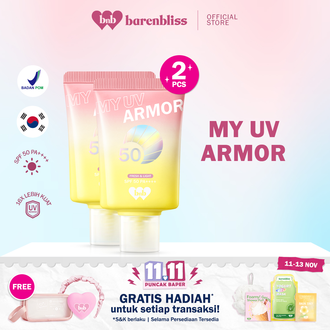 BNB barenbliss My UV Armor SPF 50 PA++++ - Face Sunscreen Gel Moisturizer Isi 2pcs | Lazada ...