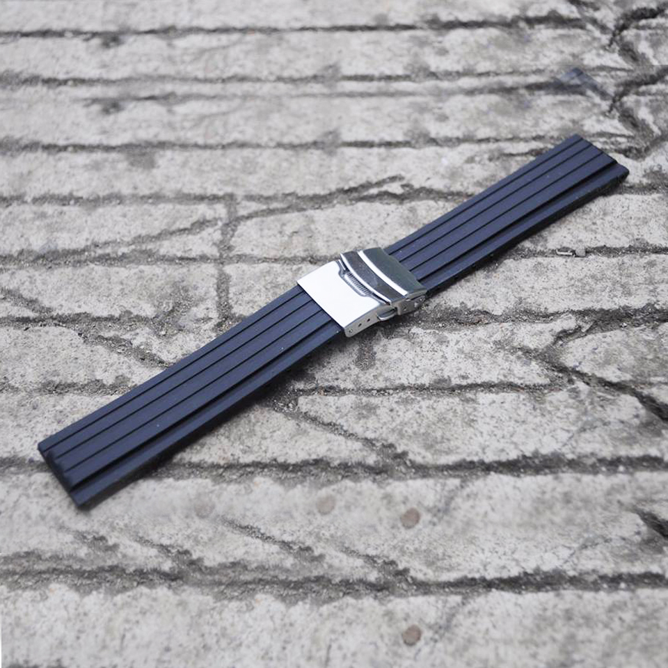 tali karet jam tangan tali jam karet folding motif garis lurus | Lazada ...
