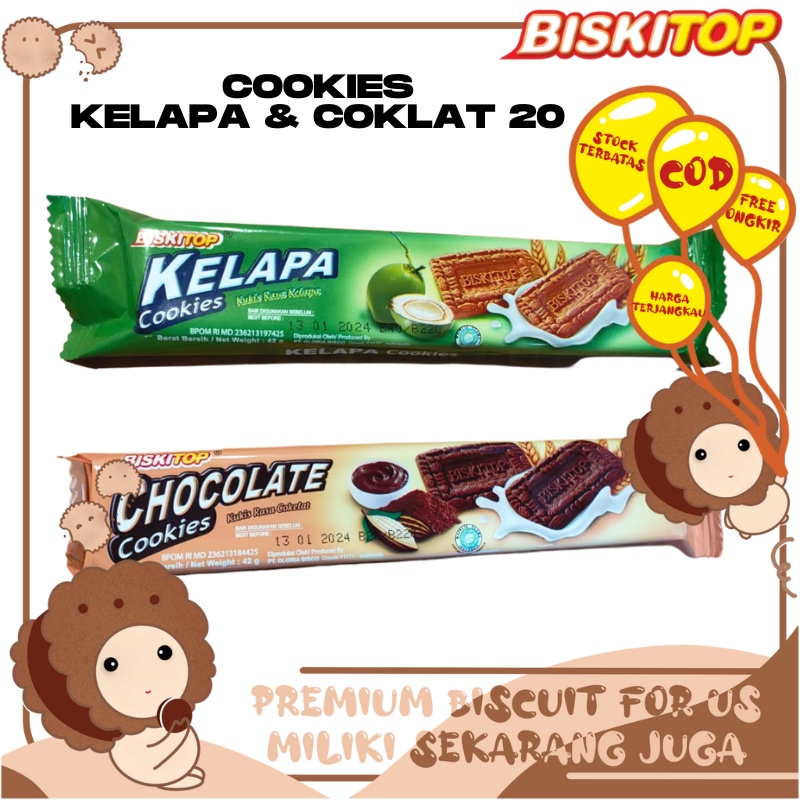 BISKITOP - COOKIES KELAPA & COKLAT 20 Biskuit Biskitop Cemilan Biscuit ...
