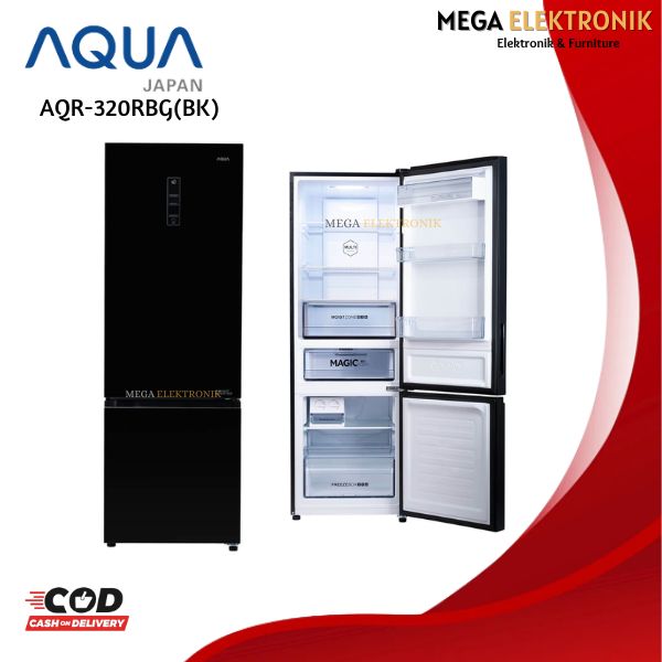 AQUA AQR-320RBG(BK) Kulkas 2 Pintu Bottom Freezer / AQR 320 RBG ...