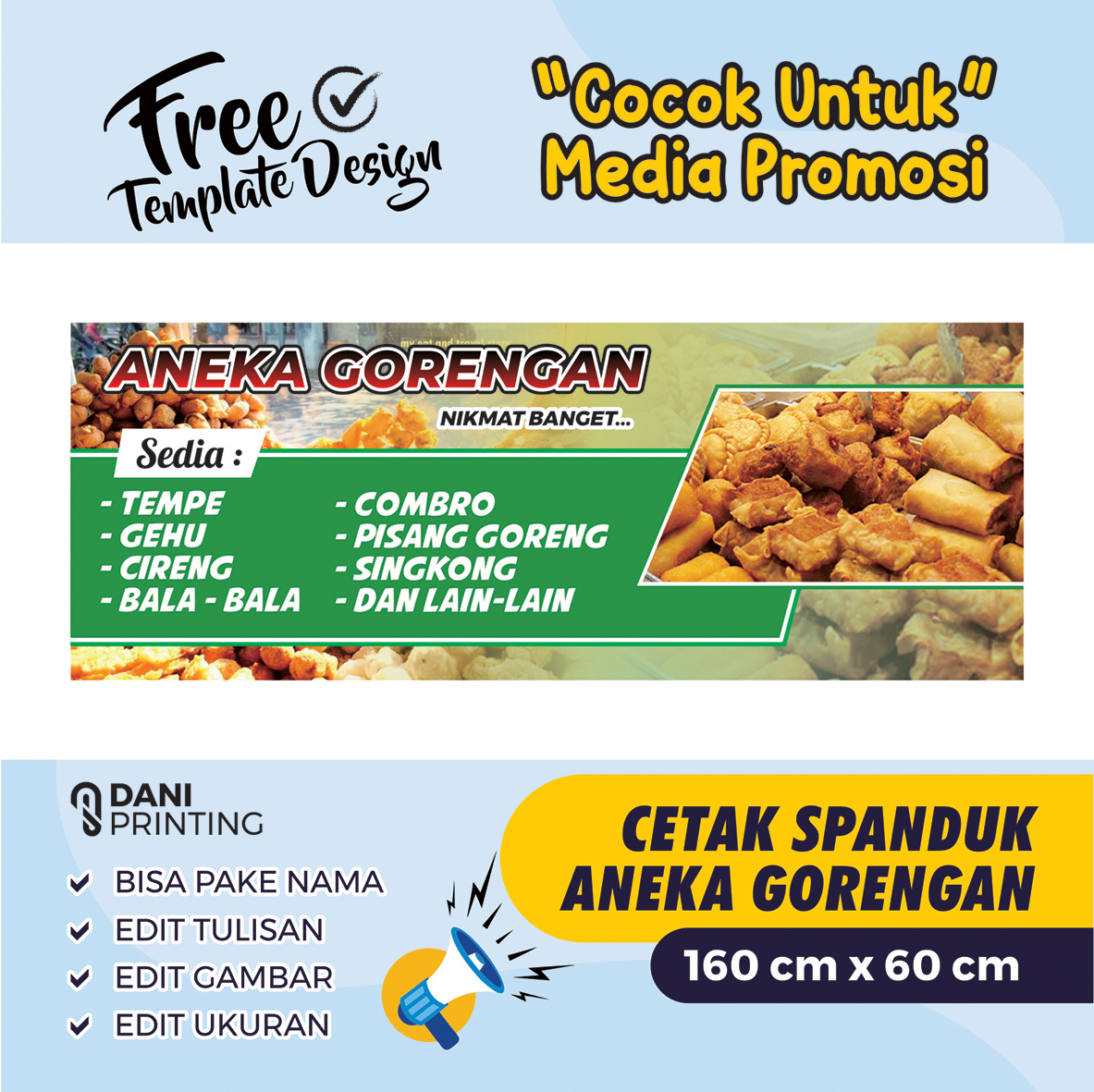 Banner Spanduk GORENGAN CUSTOM 160 X 60cm BISA DI EDIT | Lazada Indonesia