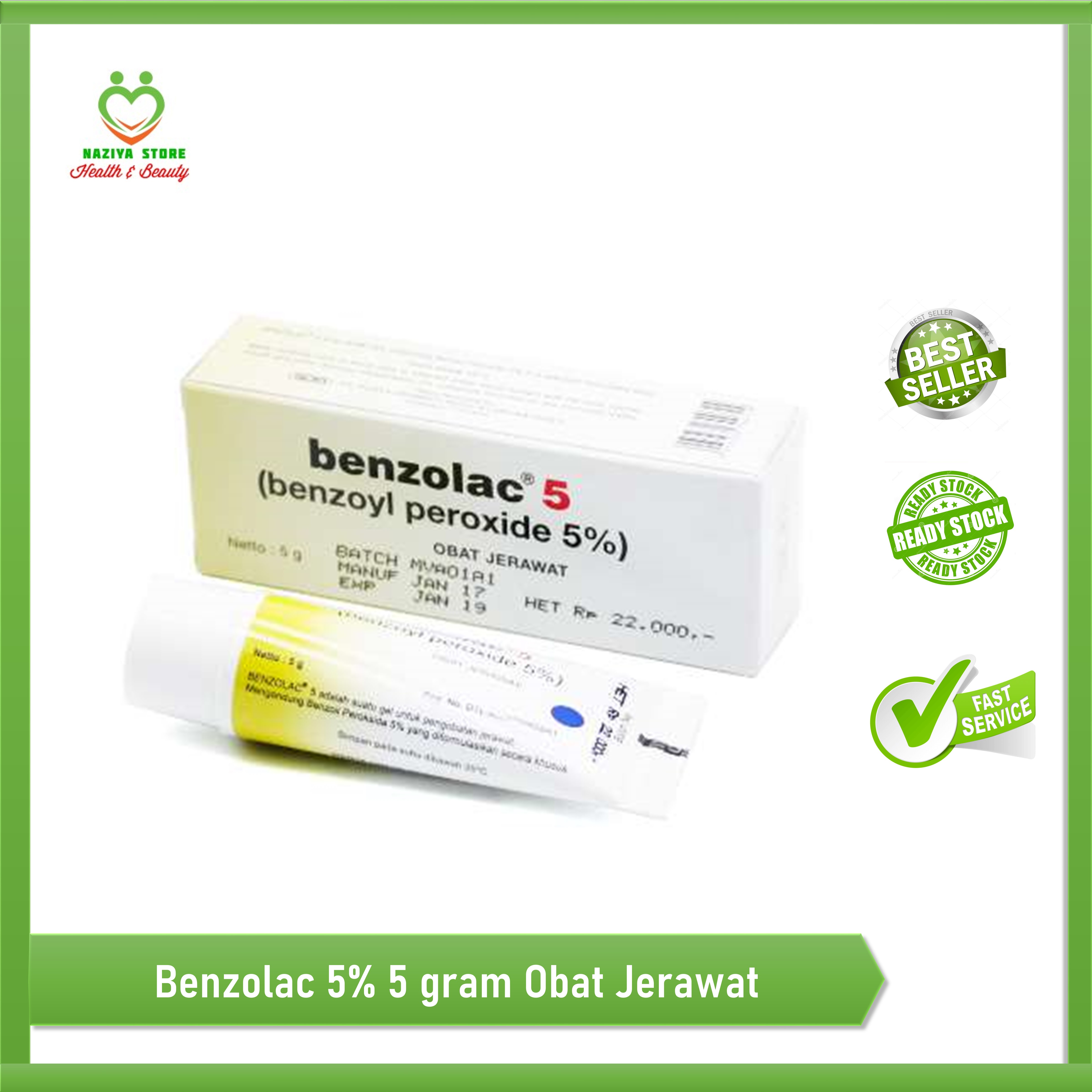 BENZOLAC 5% 5gr / salep Obat jerawat | Lazada Indonesia